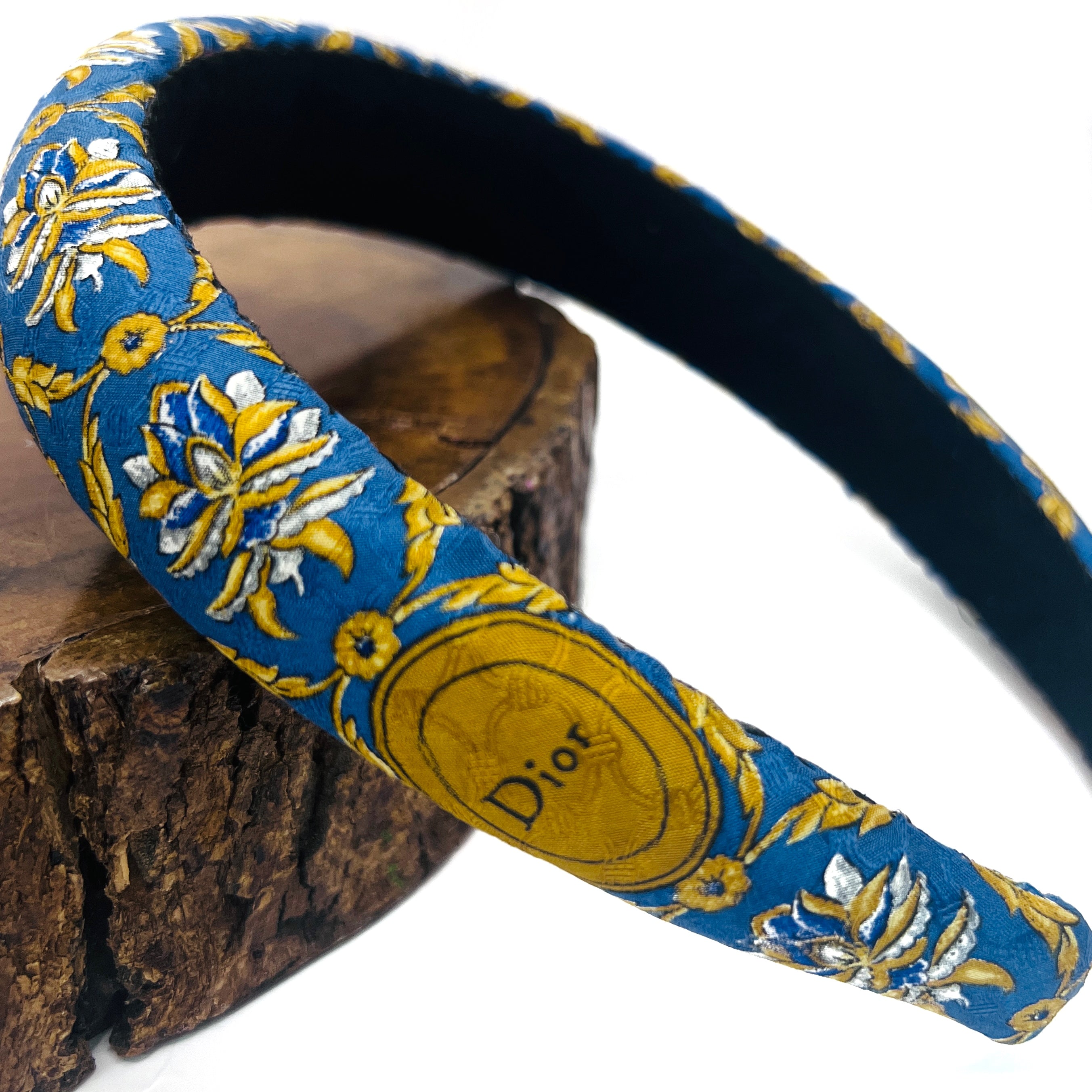 D-Dior oval logo pacific blue & roasted pecan colour headband ...